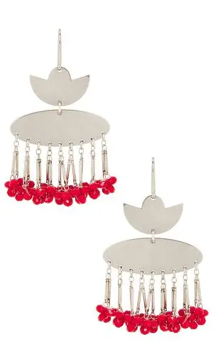 Isabel Marant Nora Fringe Earrings - Red & Silver
