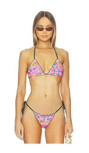 KULANI KINIS Lettuce Edge Bralette Bikini Top - Summer Glow