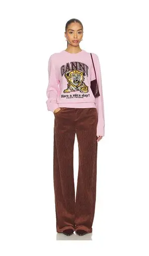 GANNI Graphic Wool Sweater - Pink