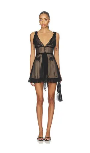 MIRROR PALAIS Silk Mini Dress With Lace And Appliqué Detail