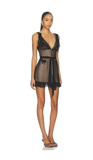 MIRROR PALAIS Silk Mini Dress With Lace And Appliqué Detail