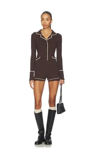 Monse Knitted Pajama Romper - Brown