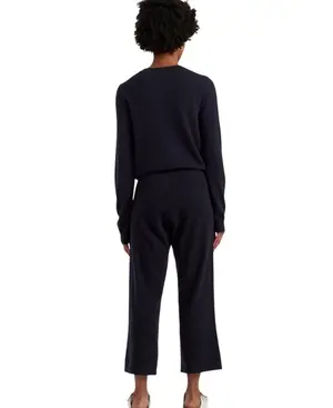 Chinti & Parker Wool Cashmere Cropped Wide Leg Trousers - Navy