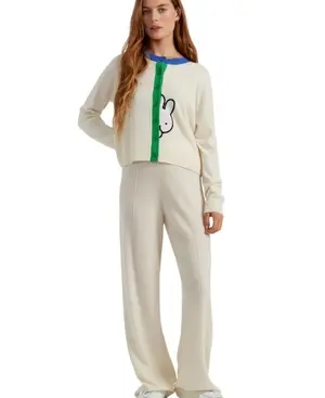 Chinti & Parker Wool Cashmere Miffy Peek Placket Sweater - Cream