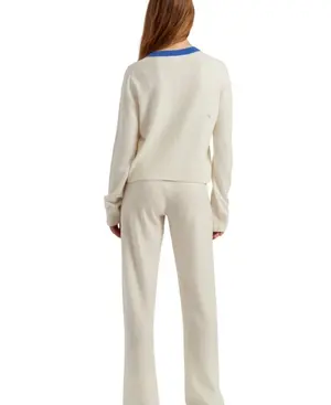Chinti & Parker Wool Cashmere Miffy Peek Placket Sweater - Cream