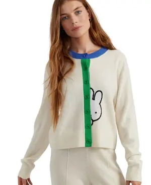 Chinti & Parker Wool Cashmere Miffy Peek Placket Sweater - Cream