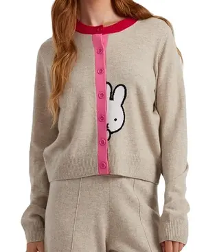 Chinti & Parker Wool Cashmere Miffy Peek Placket Sweater - Soft Oat