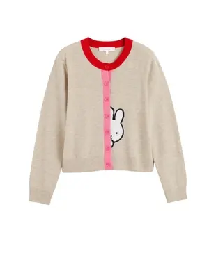 Chinti & Parker Wool Cashmere Miffy Peek Placket Sweater - Soft Oat