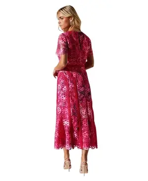 Coast Petite Printed Lace Midi Pencil Dress