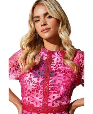 Coast Petite Printed Lace Midi Pencil Dress