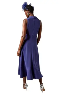 Coast Shawl Collar Ruffle Hem Midi Dress - Blue