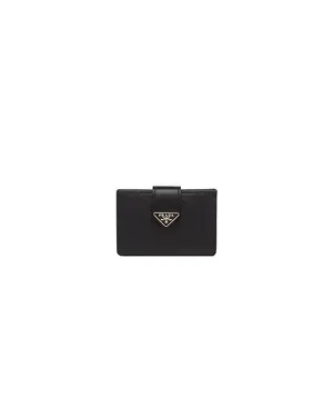 Prada Saffiano And Smooth Leather Card Holder - Black