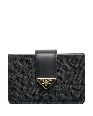Prada Saffiano And Smooth Leather Card Holder - Black