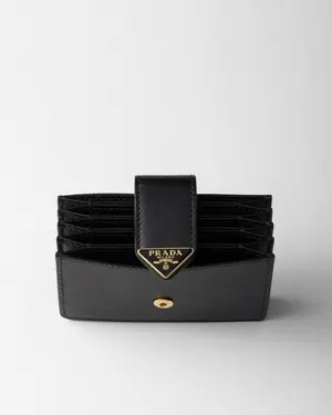 Prada Saffiano And Smooth Leather Card Holder - Black