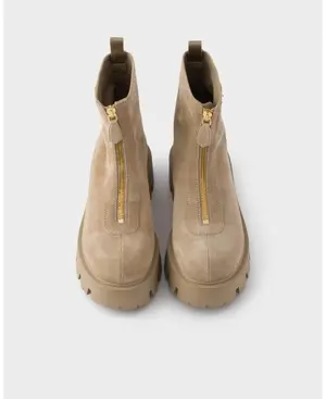 Prada Suede Booties With Zip