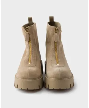 Prada Suede Booties With Zip