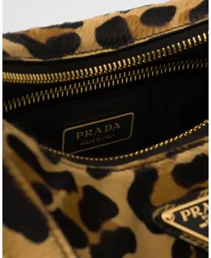 Prada Aimee Medium Printed Leather Shoulder Bag - Neutral