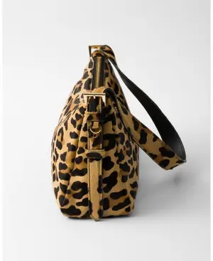 Prada Aimee Medium Printed Leather Shoulder Bag - Neutral