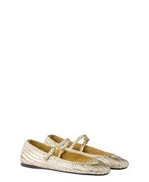 Prada Woven Leather Ballerinas - Gold/silver