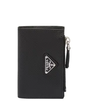Prada Saffiano Leather Card Holder Black/silver