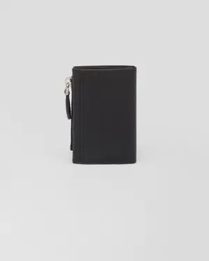 Prada Saffiano Leather Card Holder - Black/silver