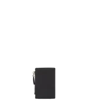 Prada Saffiano Leather Card Holder - Black/silver