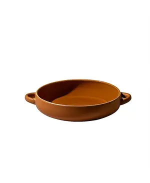 GHARYAN STONEWARE Dinner Plate With Handles - Matte Terracotta/shiny Terracotta