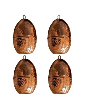 COPPERMILL KITCHEN Cmk Etched Bird & Floral Egg Ornaments, Set Of 4 - Copper