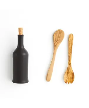 GHARYAN STONEWARE Olive Essence Duo, Set Of 3 - Matte Black