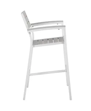 MODWAY Maine Outdoor Patio Bar Stool - White Light Gray