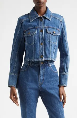 Balmain Crop Denim Trucker Jacket