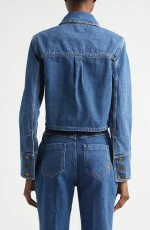 Balmain Crop Denim Trucker Jacket