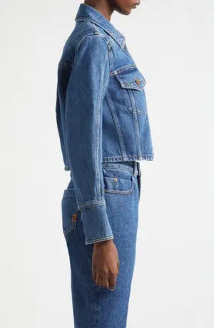 Balmain Crop Denim Trucker Jacket