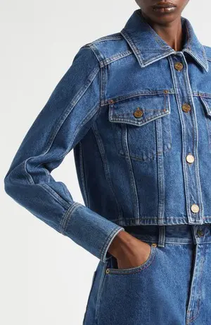 Balmain Crop Denim Trucker Jacket