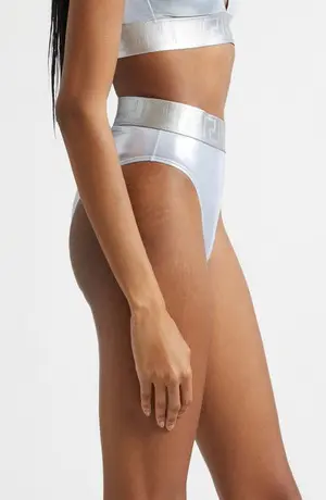Versace Laminated High-waisted Bikini Bottom
