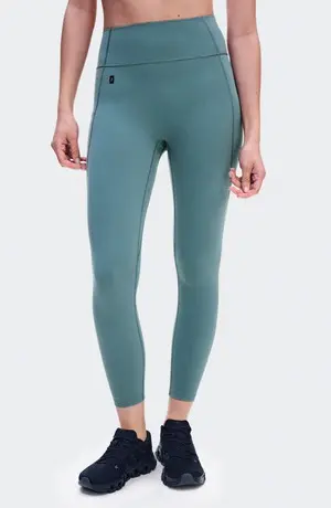 On High Waist 7/8 Studio Tights - Agave