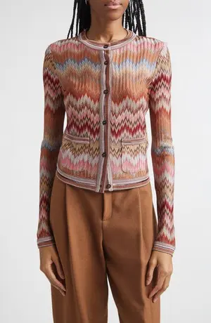 Missoni Snakeskin Pattern Chevron Cardigan - Multi Camel White Pink