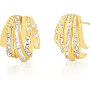 Sara Weinstock Papua Diamond Crossover Earrings - Yellow Gold
