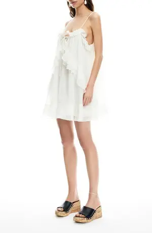 Lioness Ruffle Chiffon Mini Dress - Pearl