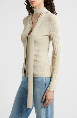 Rag & Bone Gianna Tie Neck Rib Sweater