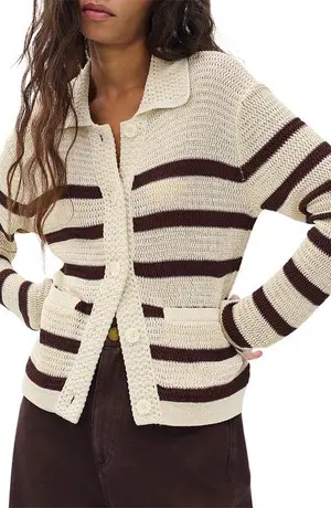 Rag & Bone Costi Stripe Cotton Blend Cardigan