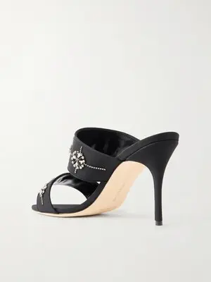 Manolo Blahnik Ralyne 90 Crystal-embellished Crepe De Chine Sandals