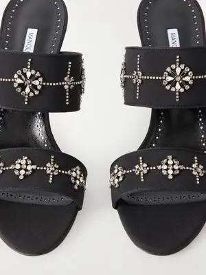 Manolo Blahnik Ralyne 90 Crystal-embellished Crepe De Chine Sandals