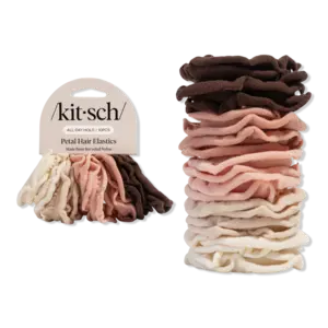 KITSCH Recycled Fabric Petal Hair Ties Set Of 10 - Blush