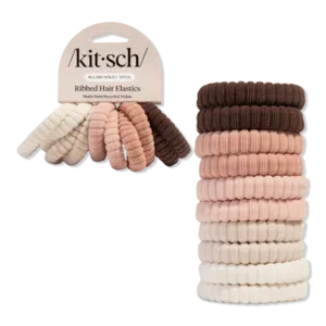 KITSCH Ribbed Hair Elastics 10-piece Set - Blush