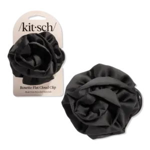 KITSCH Satin Rosette Flat Cloud Hair Clip - Black