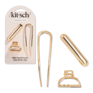 KITSCH Mini Metal French Hair Pin & Clips 3-piece Set - Gold