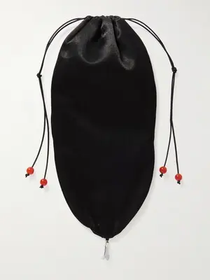 SOPHIE BUHAI Teardrop Embellished Satin Drawstring Pouch - Black