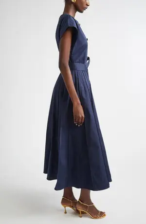 Carolina Herrera Double-breasted Stretch Sateen Shirtdress - Midnight
