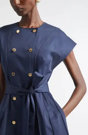 Carolina Herrera Double-breasted Stretch Sateen Shirtdress - Midnight